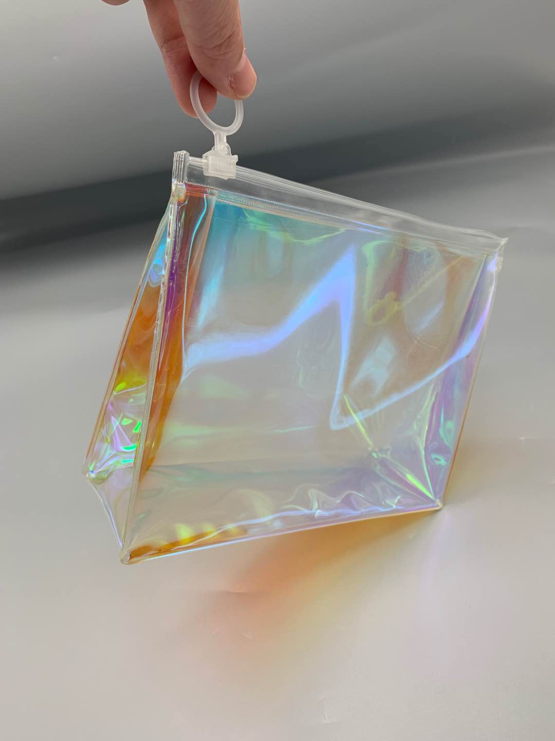 Custom Holographic PVC Zipper Bag Holo Plastic Travel Bag